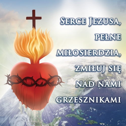 Baner na Boże Ciało "Serce Jezusa, pełne miłosierdzia" 150x150 cm ...